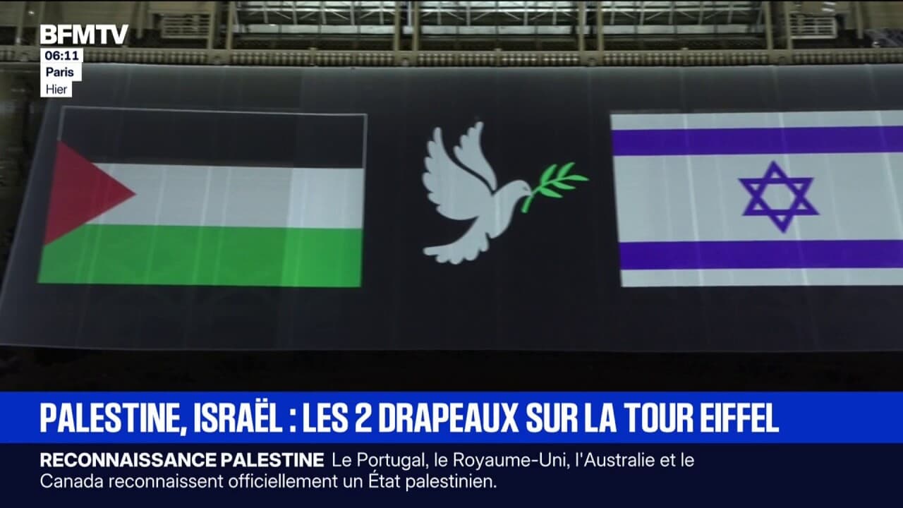 La Tour Eiffel arbore les drapeaux palestinien et israélien avant la ...