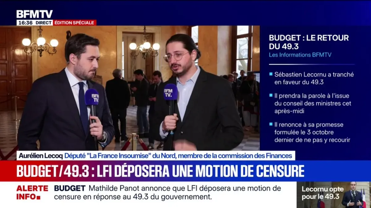 Adoption du budget par 49.3: "La réponse sera le dépôt immédiat d'une ...
