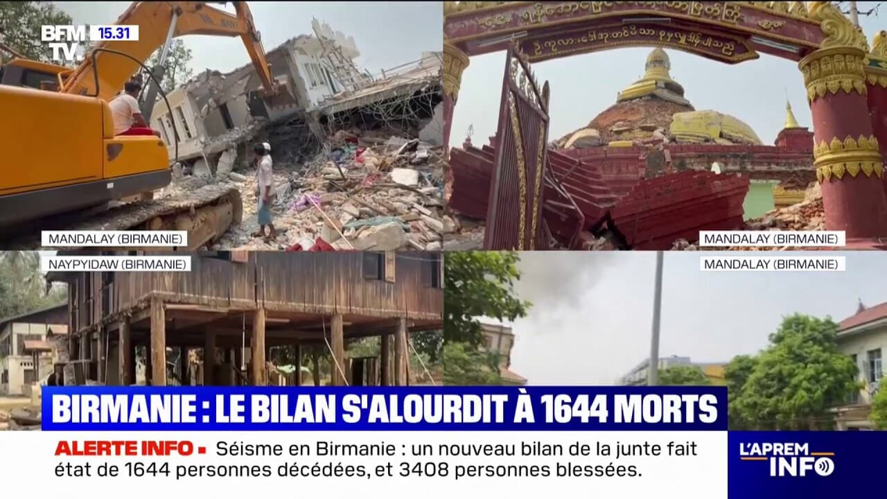 Birmanie: le bilan s'alourdit à 1.644 morts, selon la junte birmane