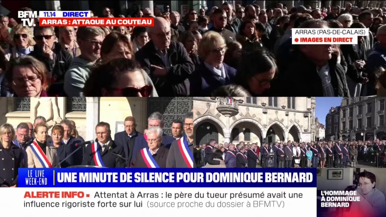 Attaque à Arras: une minute de silence observée en hommage à Dominique ...