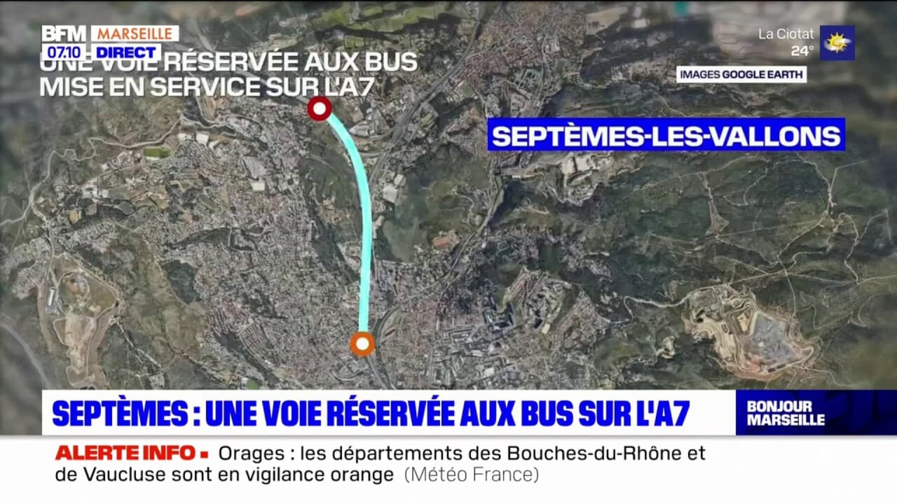 Septèmes-les-Vallons: une voie réservée aux bus sur l'A7