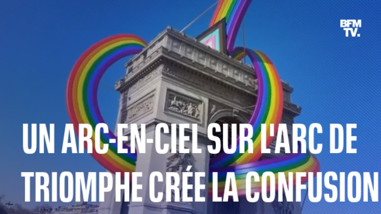 Une vidéo de l'Arc de Triomphe orné d'un immense arc-en-ciel crée la ...