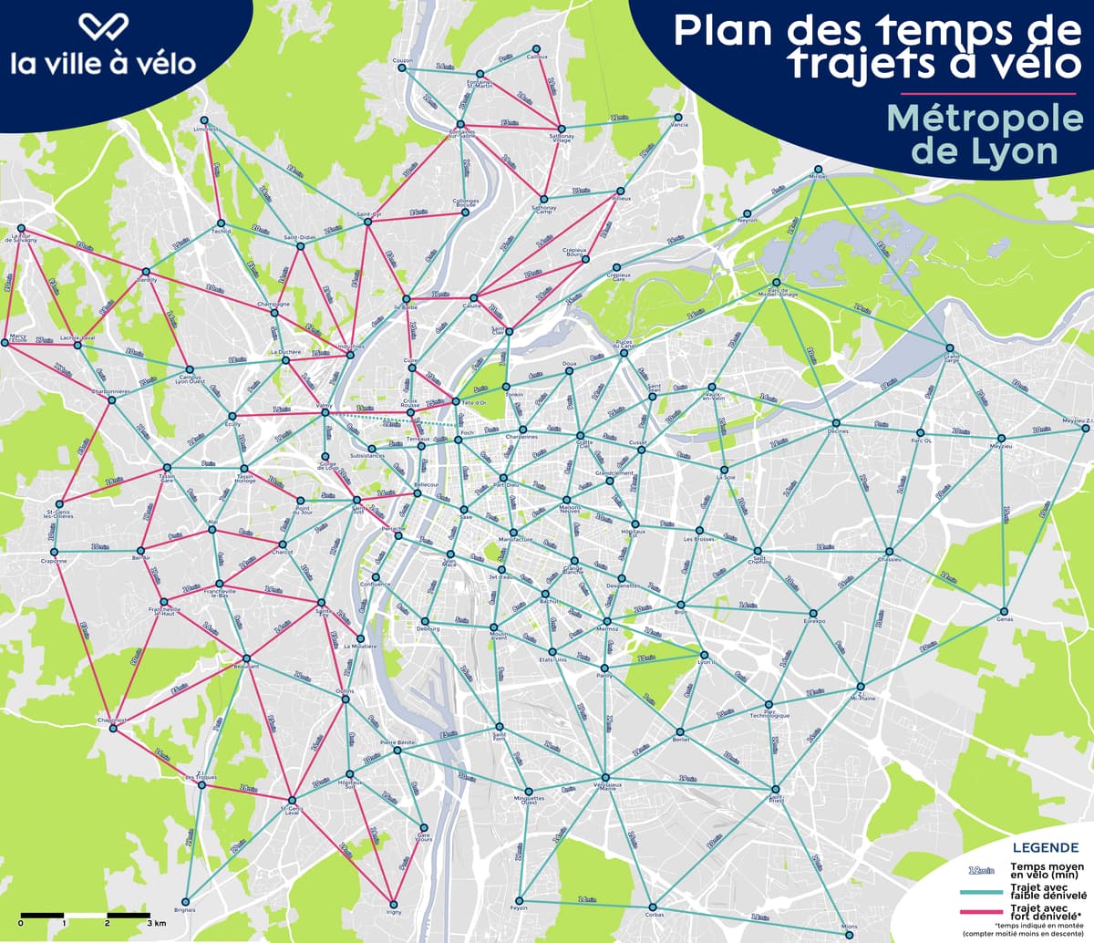 CARTE. A Lyon, le vélo grand gagnant du match des temps de parcours