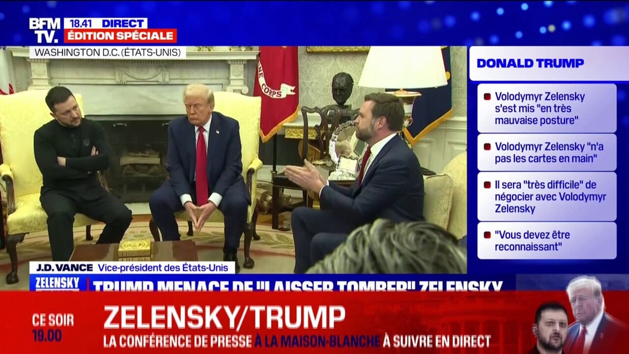 "Ce n'est pas respectueux": échange tendu dans le bureau ovale entre Volodymyr Zelensky et ...