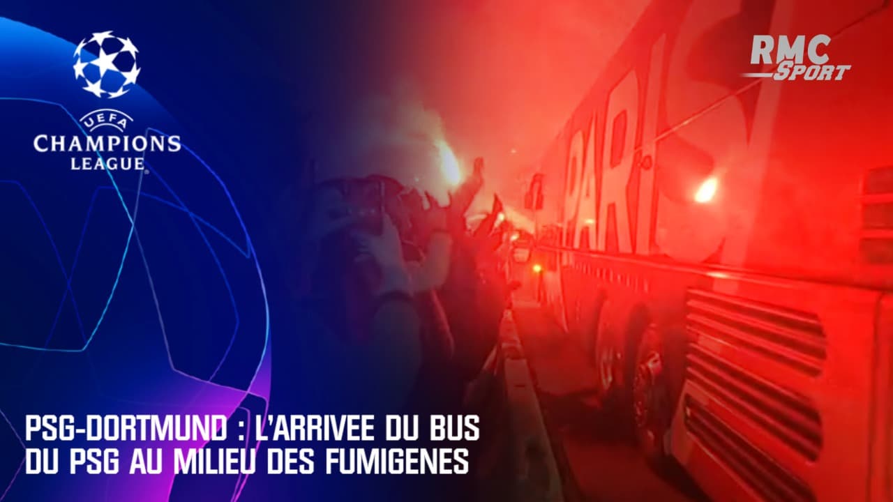 PSG-Dortmund : L'arrivée du bus des Parisiens au Parc des Princes au ...