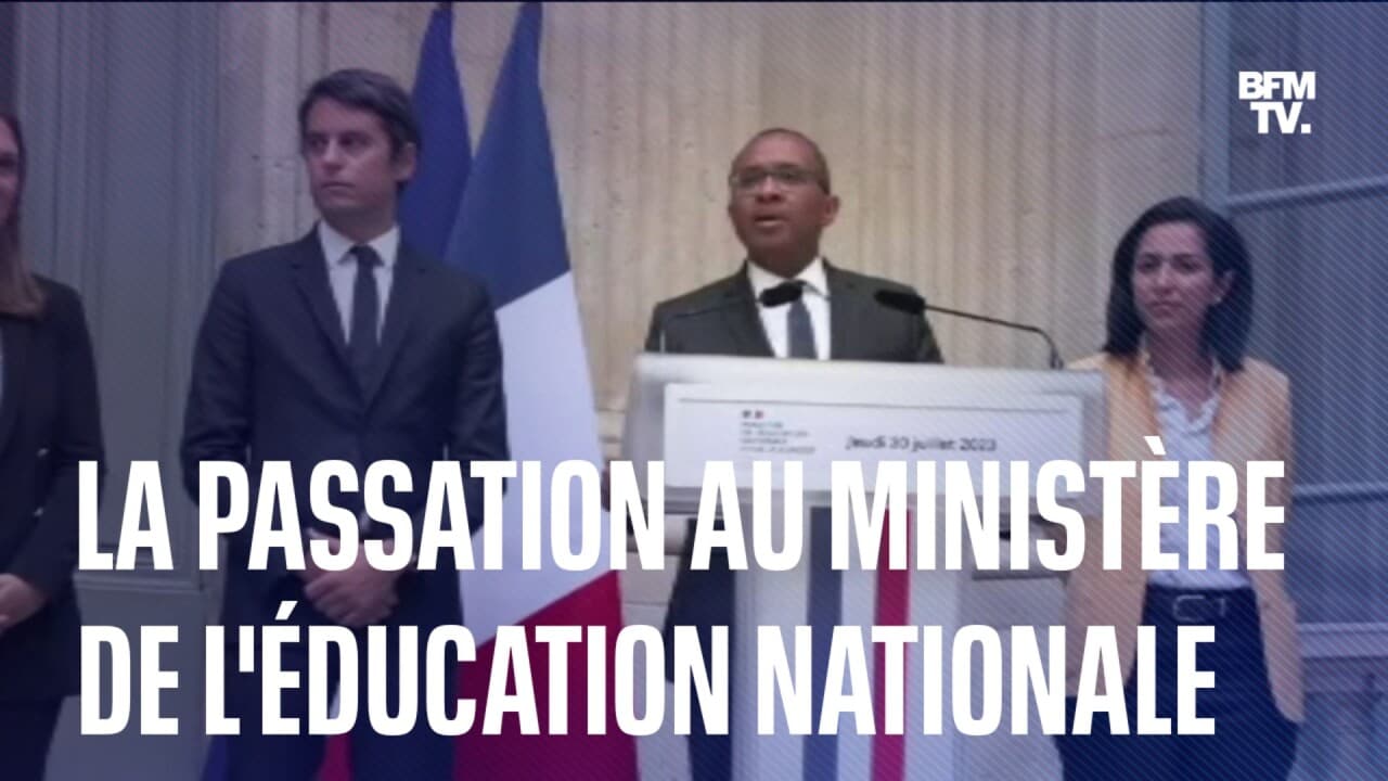 Remaniement: la passation entre Pap Ndiaye et Gabriel Attal au ... Remaniement: la passation entre Pap Ndiaye et Gabriel Attal au ...