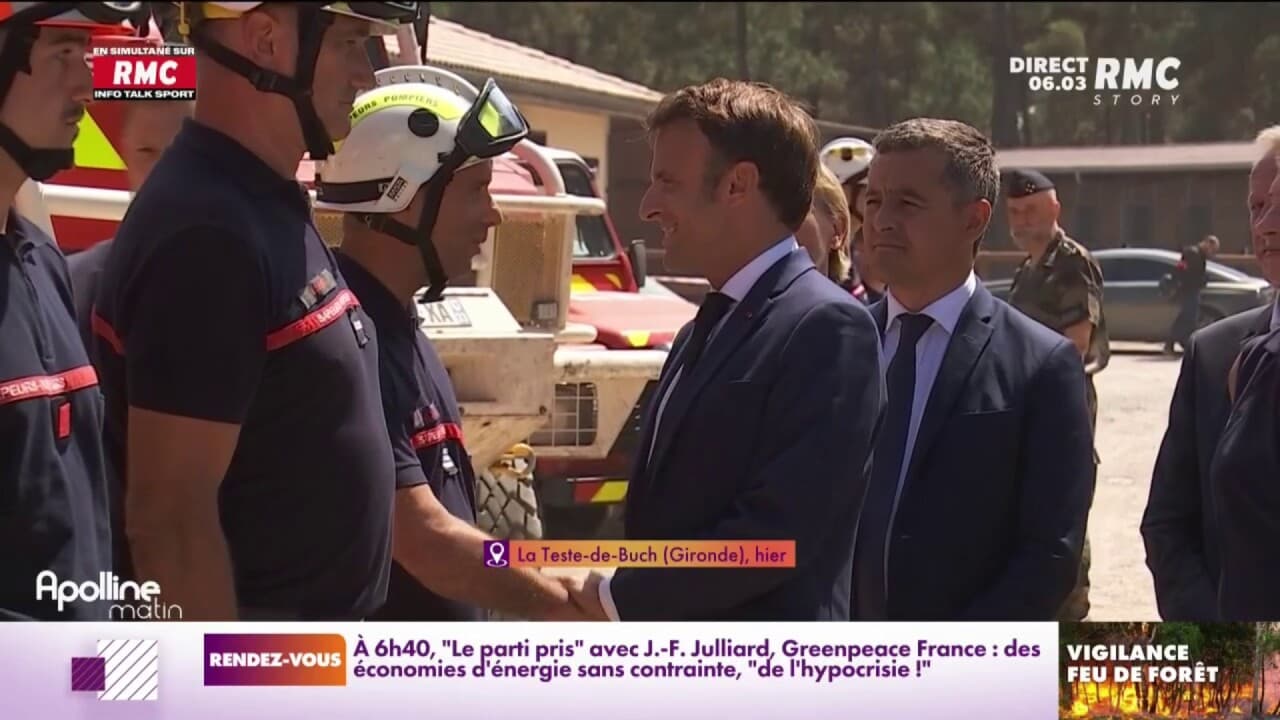 Emmanuel Macron s'est rendu sur le front des incendies pour rencontrer ...