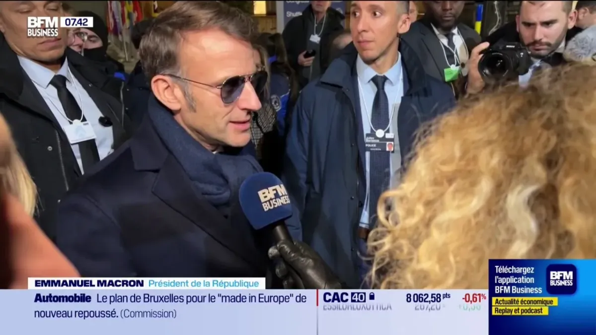 Emmanuel Macron au micro de BFM Business depuis Davos, hier soir