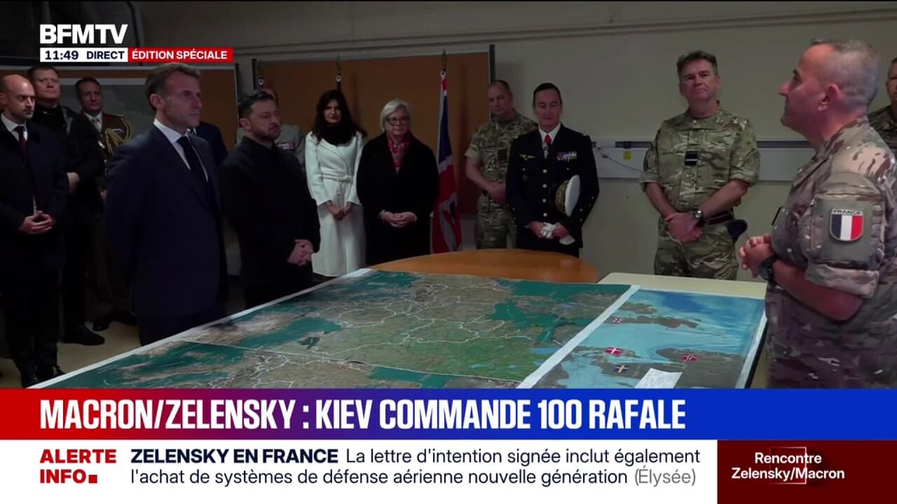 Les images d'Emmanuel Macron et de Volodymyr Zelensky à l'intérieur de ...