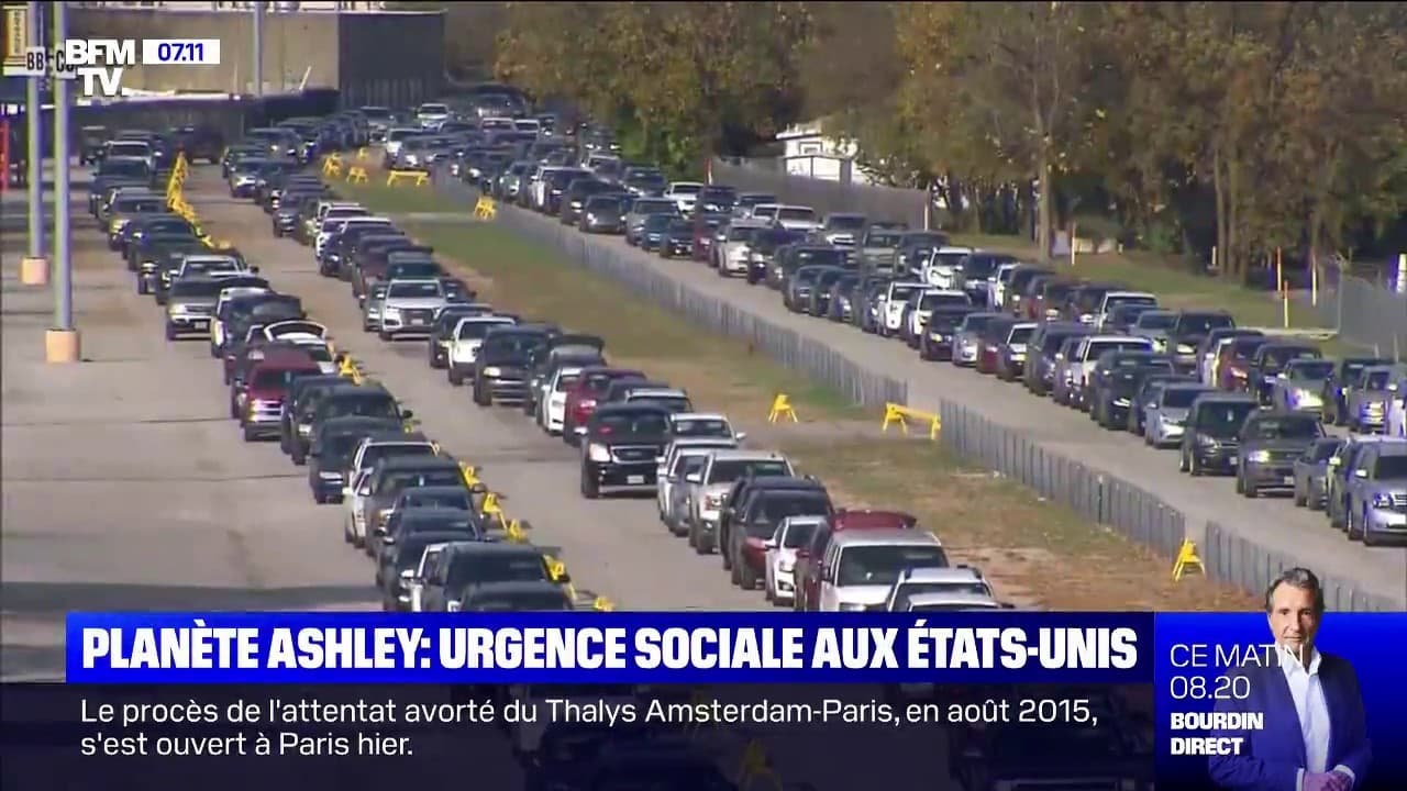 Les interminables files d'attente devant une banque alimentaire au Texas