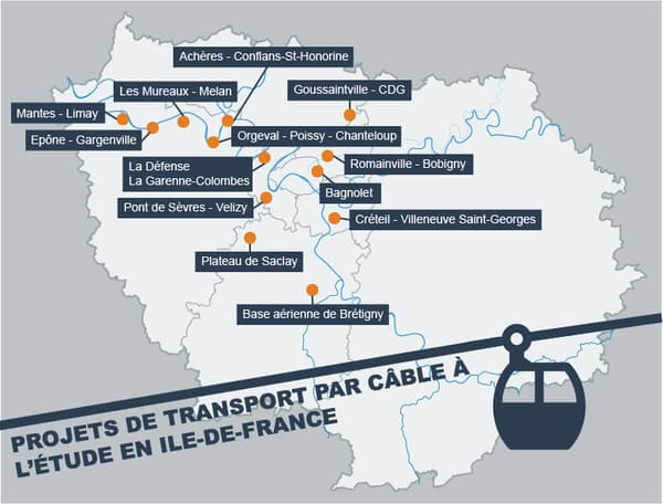 CARTE - Les projets de téléphérique urbain en Ile-de-France