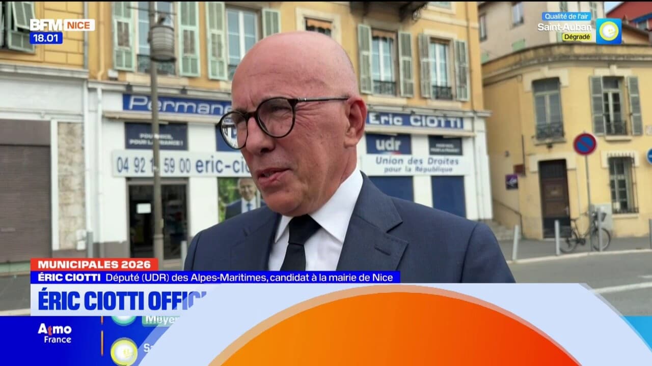 Municipales 2026 à Nice : Éric Ciotti officialise sa candidature, il s'exprime sur BFM Nice