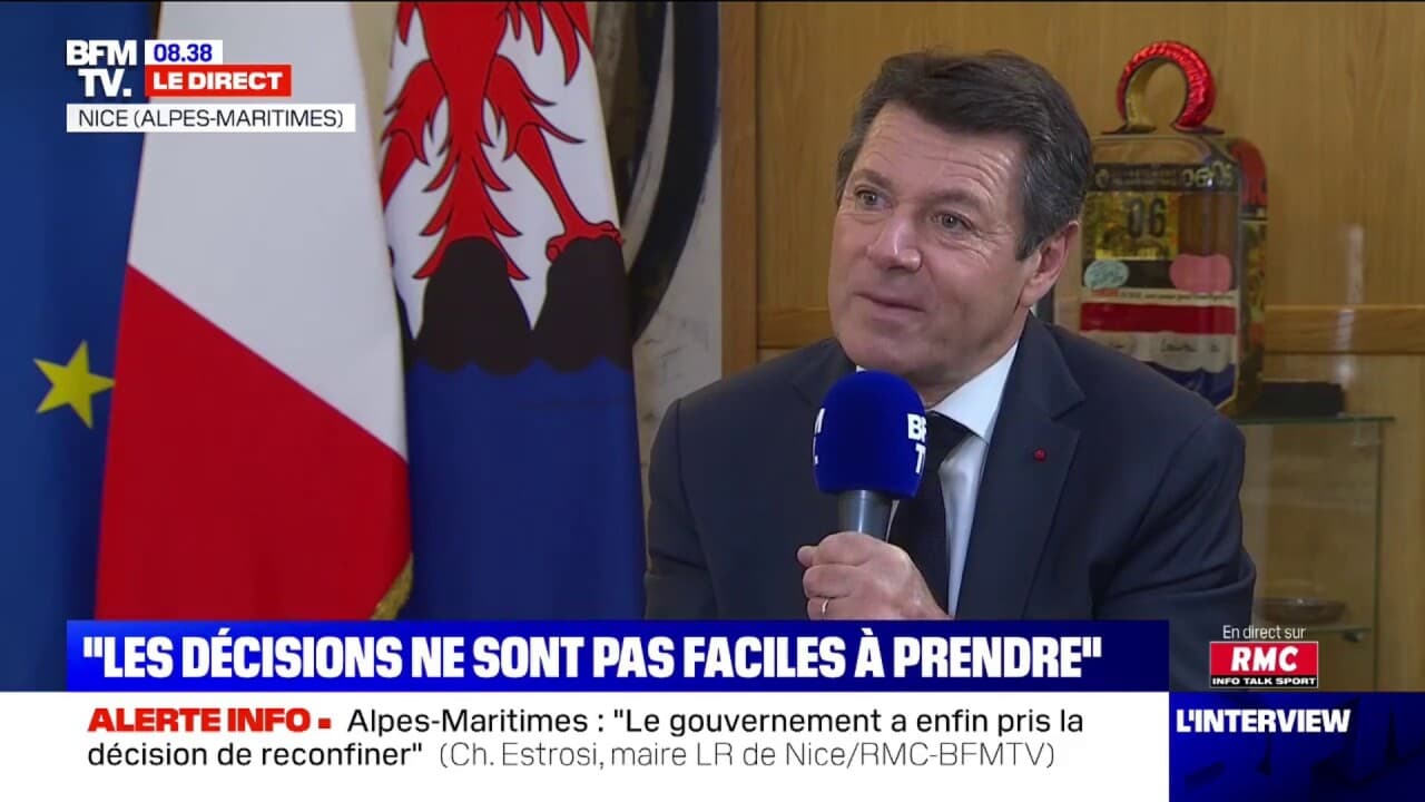 Christian Estrosi face à Apolline de Malherbe en direct de Nice sur RMC ...