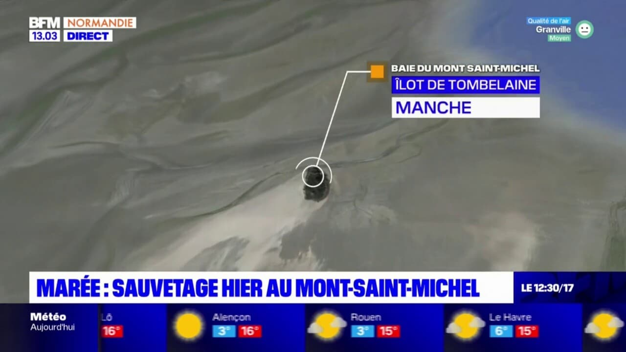 Manche: piégée par la marée dans la baie du Mont-Saint-Michel, une personne secourue en état d ...