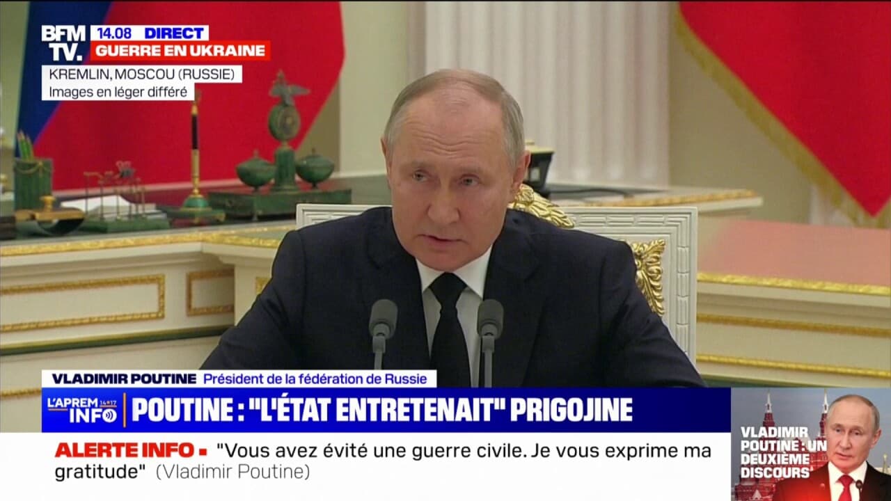 Mutinerie de Wagner: Vladimir Poutine affirme que "l'État russe ...