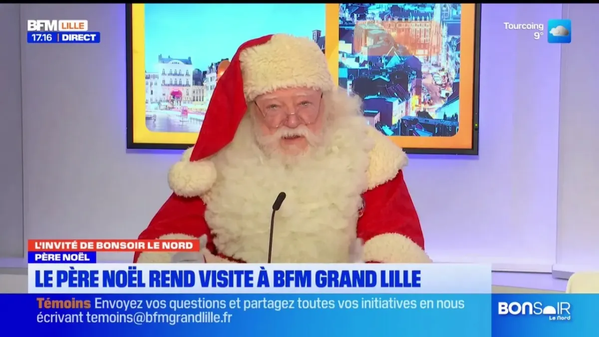 Le père Noël rend visite à BFM Grand Lille