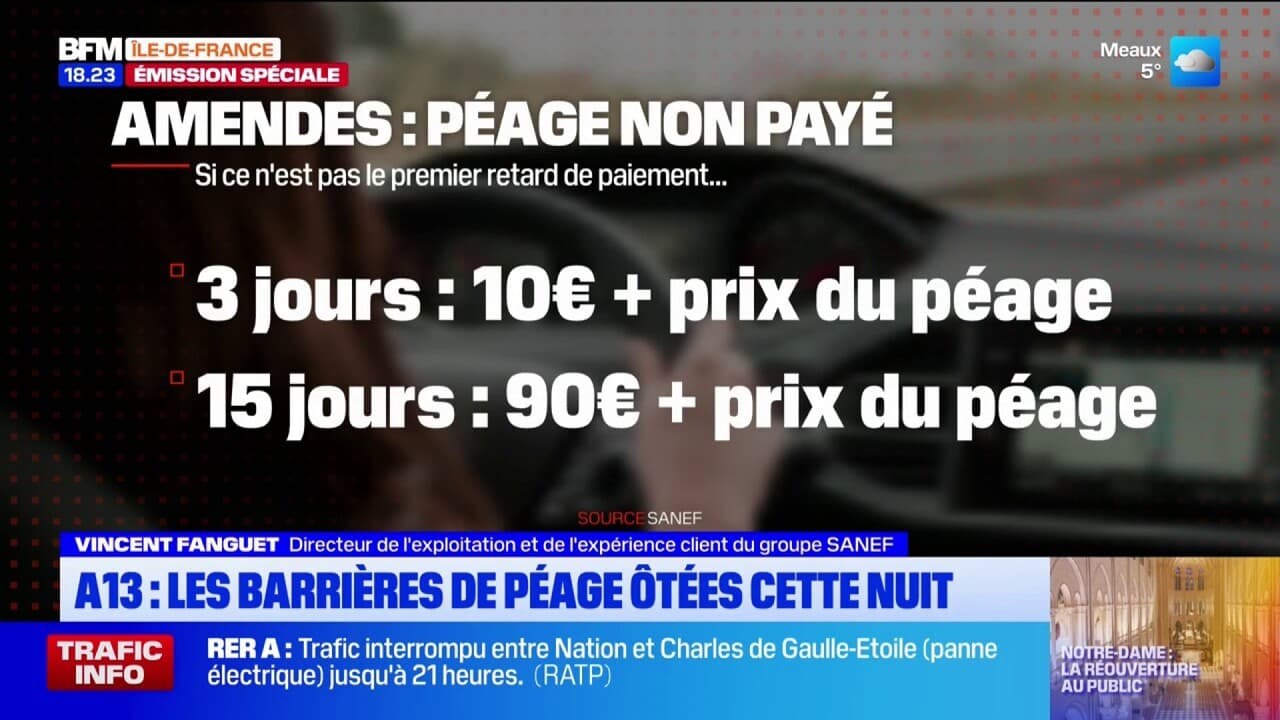 A13: les barrières de péage ôtées cette nuit