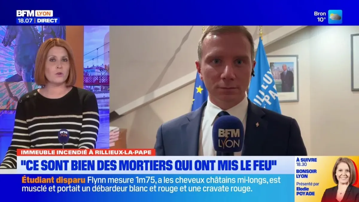 Incendie à Rillieux : le maire Alexandre Vincendet était en direct sur ...