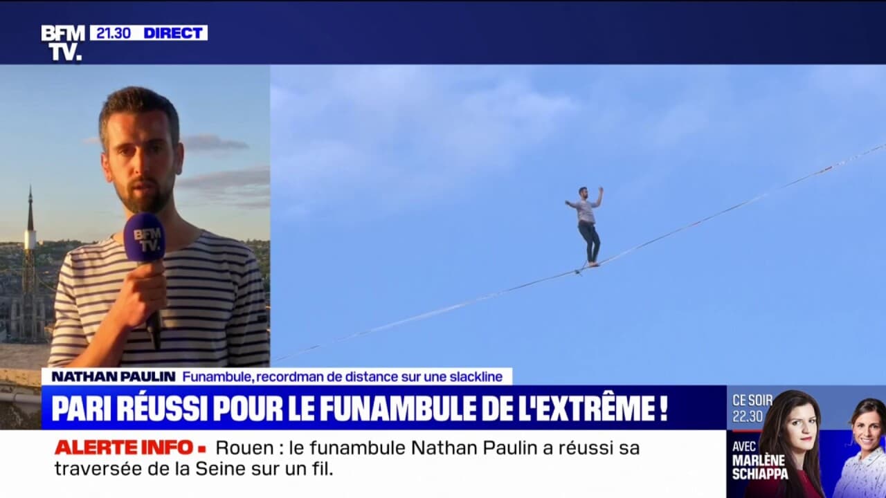 "J'ai découvert la ligne en live": le funambule Nathan Paulin réagit ...