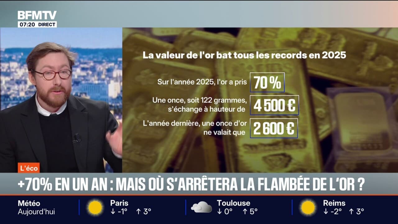 L'once d'or a atteint un nouveau record ce mercredi en dépassant les 4. ...