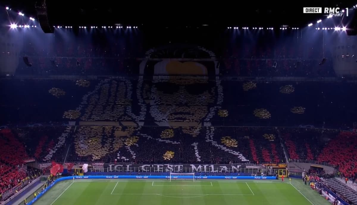 AC Milan-PSG: le superbe tifo Matrix des supporters milanais, en réponse au tifo Belmondo du ...