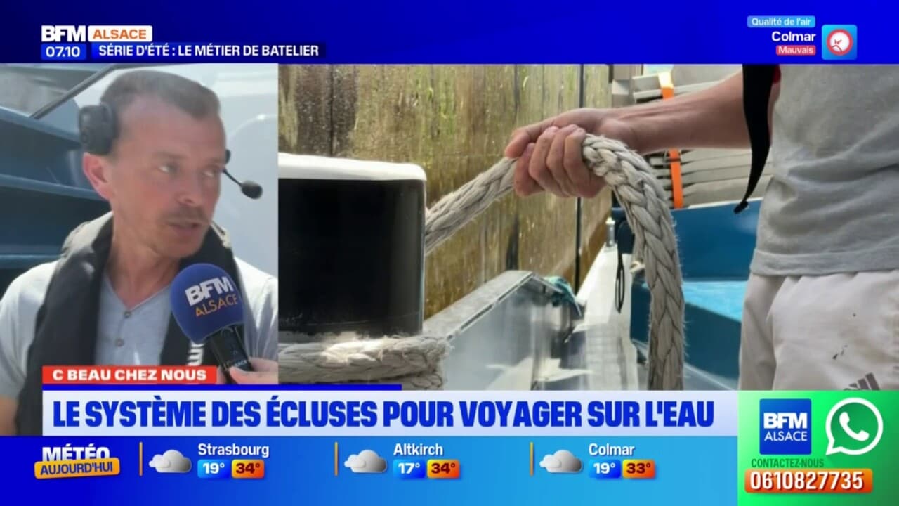 C beau chez nous: le Milanko passe une écluse sur la Moselle