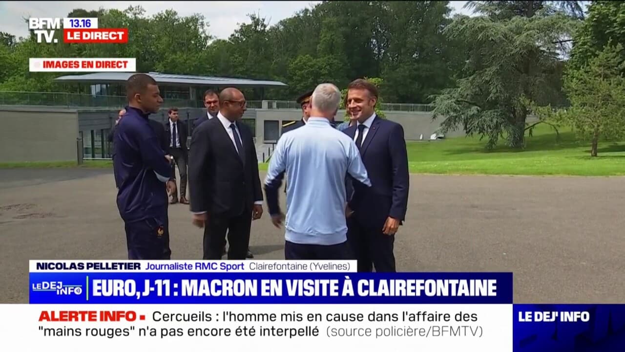 Euro 2024: Emmanuel Macron est arrivé à Clairefontaine, le Centre ...