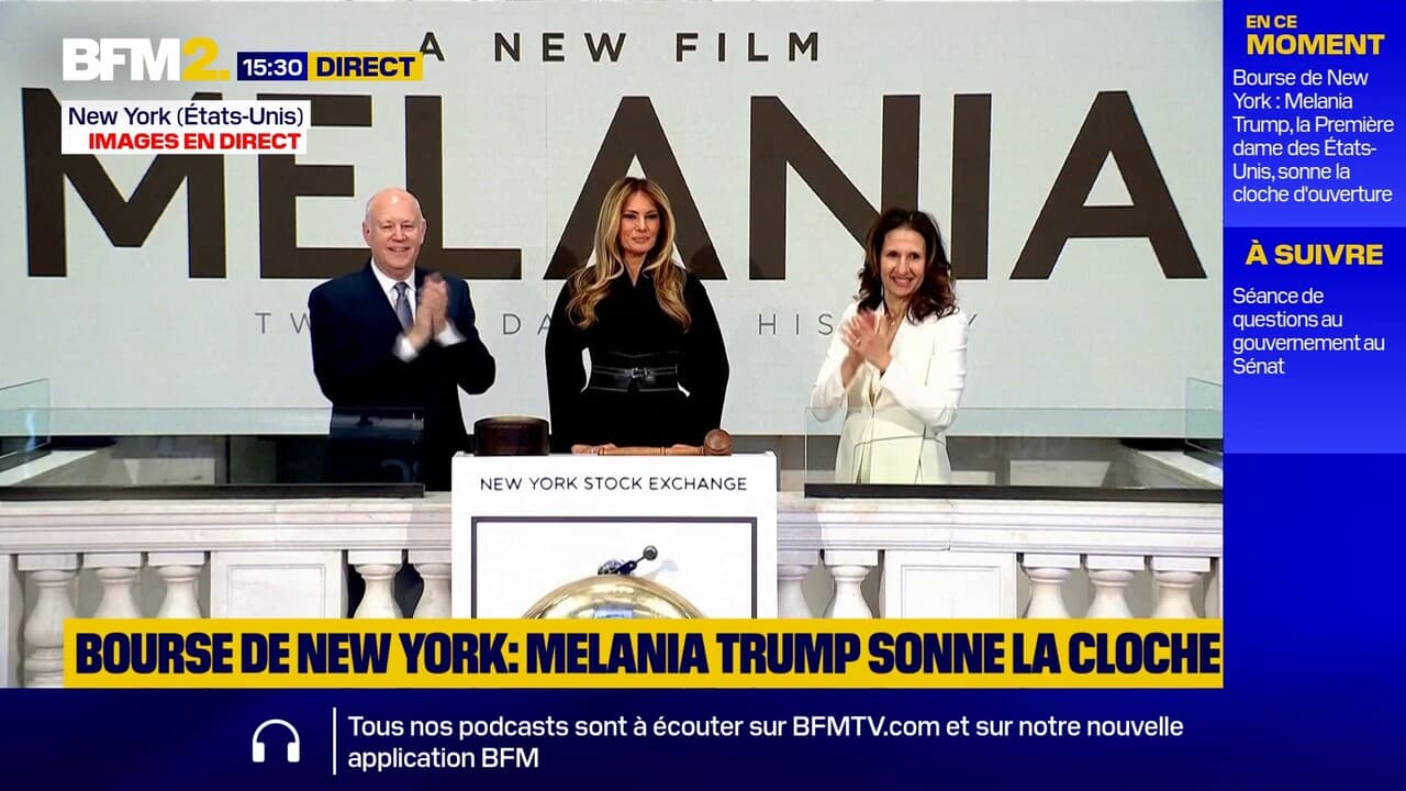 La Première dame des États-Unis, Melania Trump, sonne la cloche à la ...