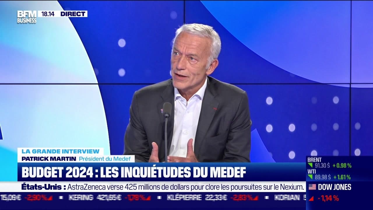 Patrick Martin (Medef) : Budget 2024, les inquiétudes du Medef - 03/10