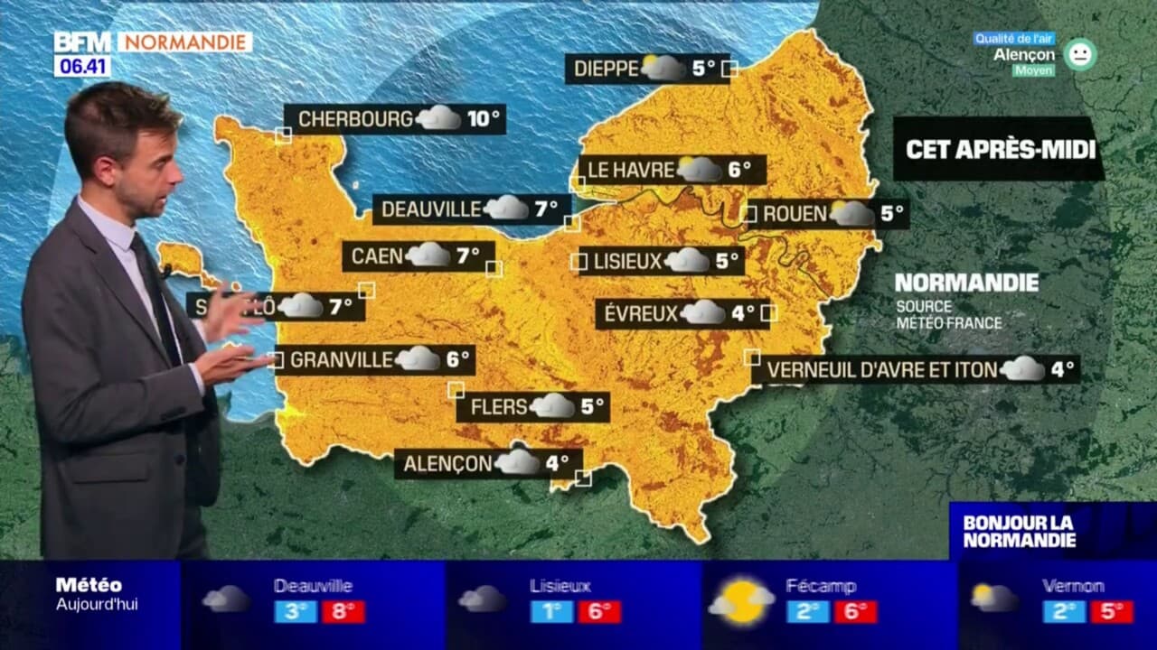 Météo Normandie: un temps gris ce lundi, jusqu'à 5°C attendus à Rouen
