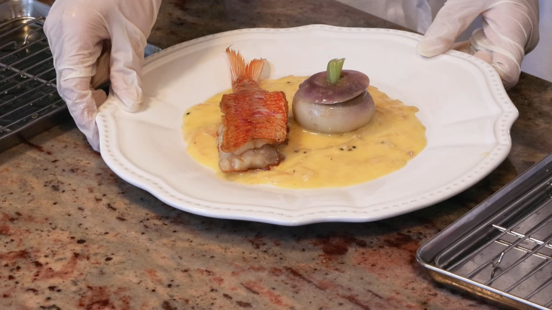 Rouget sauce beurre et ses navets à la purée de champignons, ma recette ...