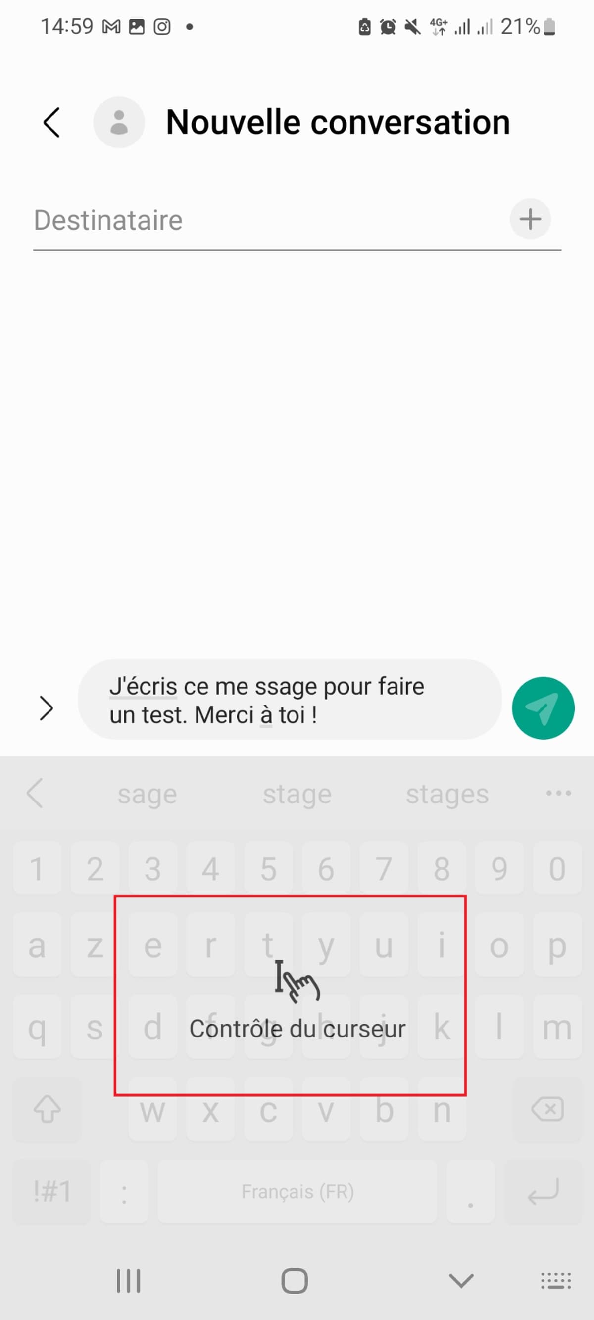 La barre espace du clavier permet de déplacer le curseur sur votre ...
