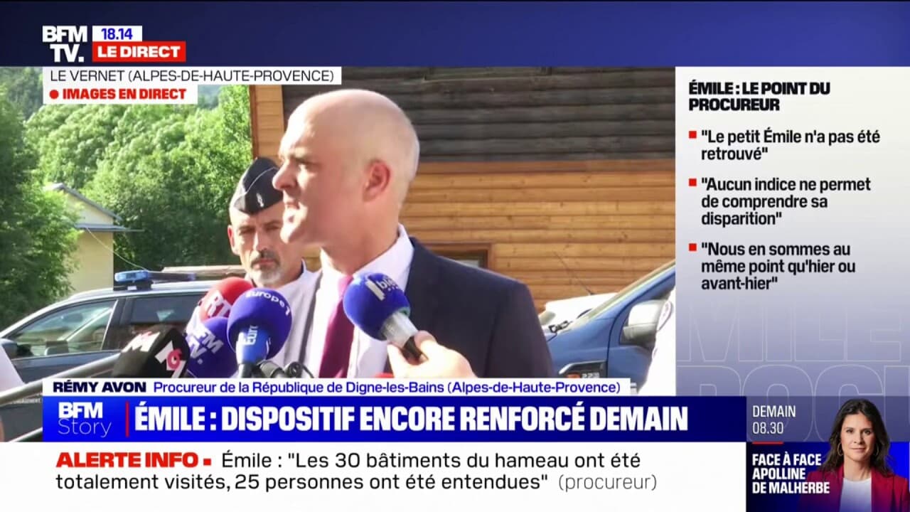 Disparition d'Émile: la famille est "dans l'inquiétude" et "dans l'attente", selon le procureur ...