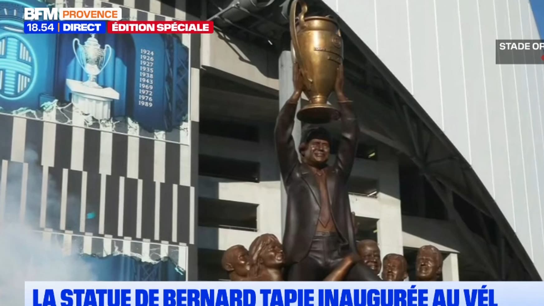 DIRECT. OM: les 1eres images de la statue de Bernard Tapie, inaugurée ...