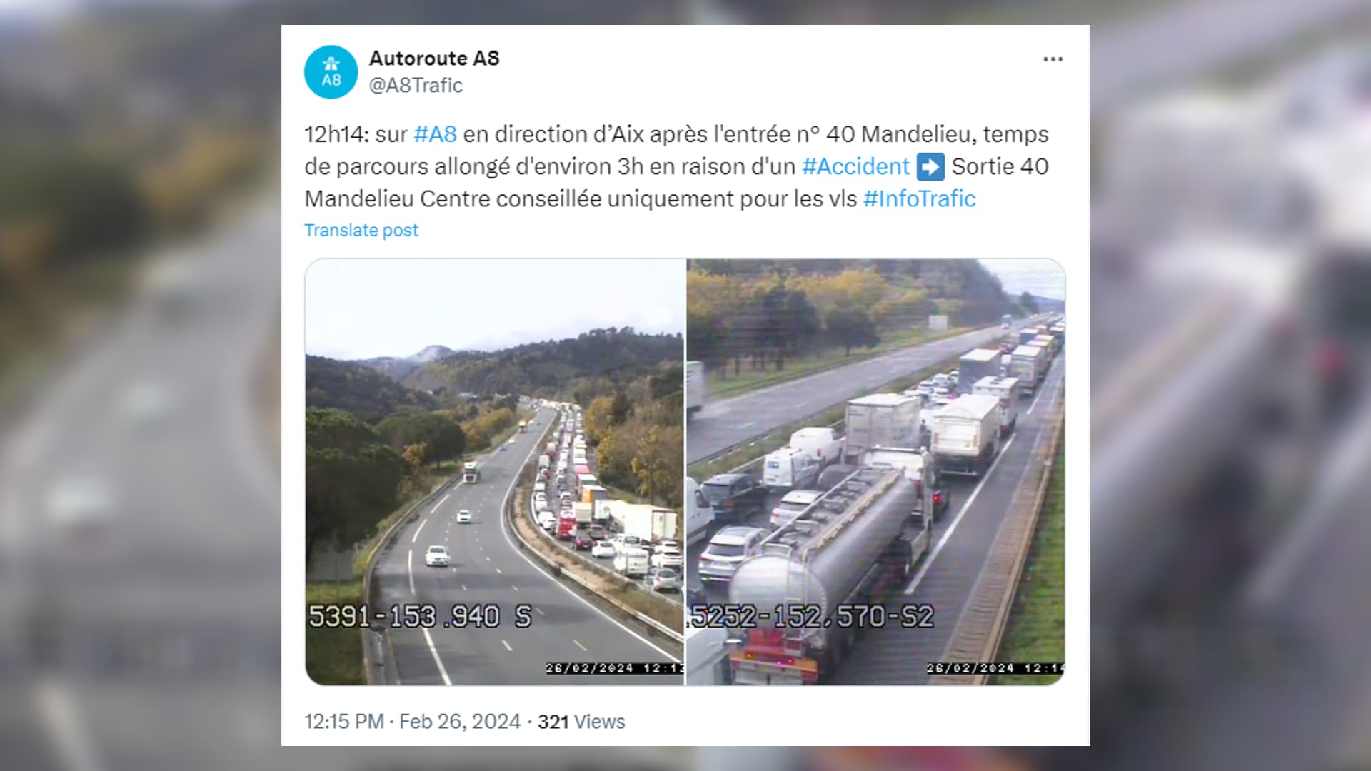 Mandelieu-la-Napoule: des ralentissements l'A8 après un accident en ...