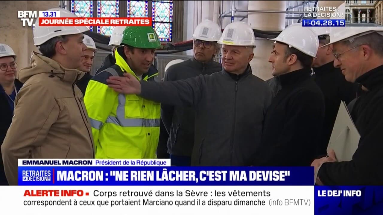 "Ne rien lâcher, c'est ma devise", dit Emmanuel Macron lors de sa ...