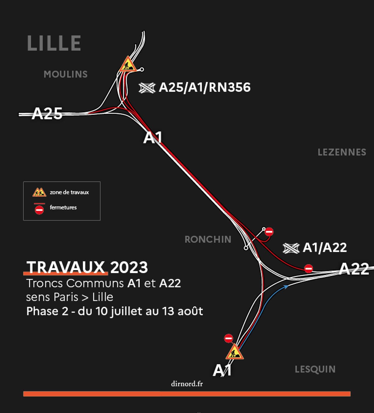 Lille: des travaux prévus du 10 juillet au 13 août sur l'A1, des ...