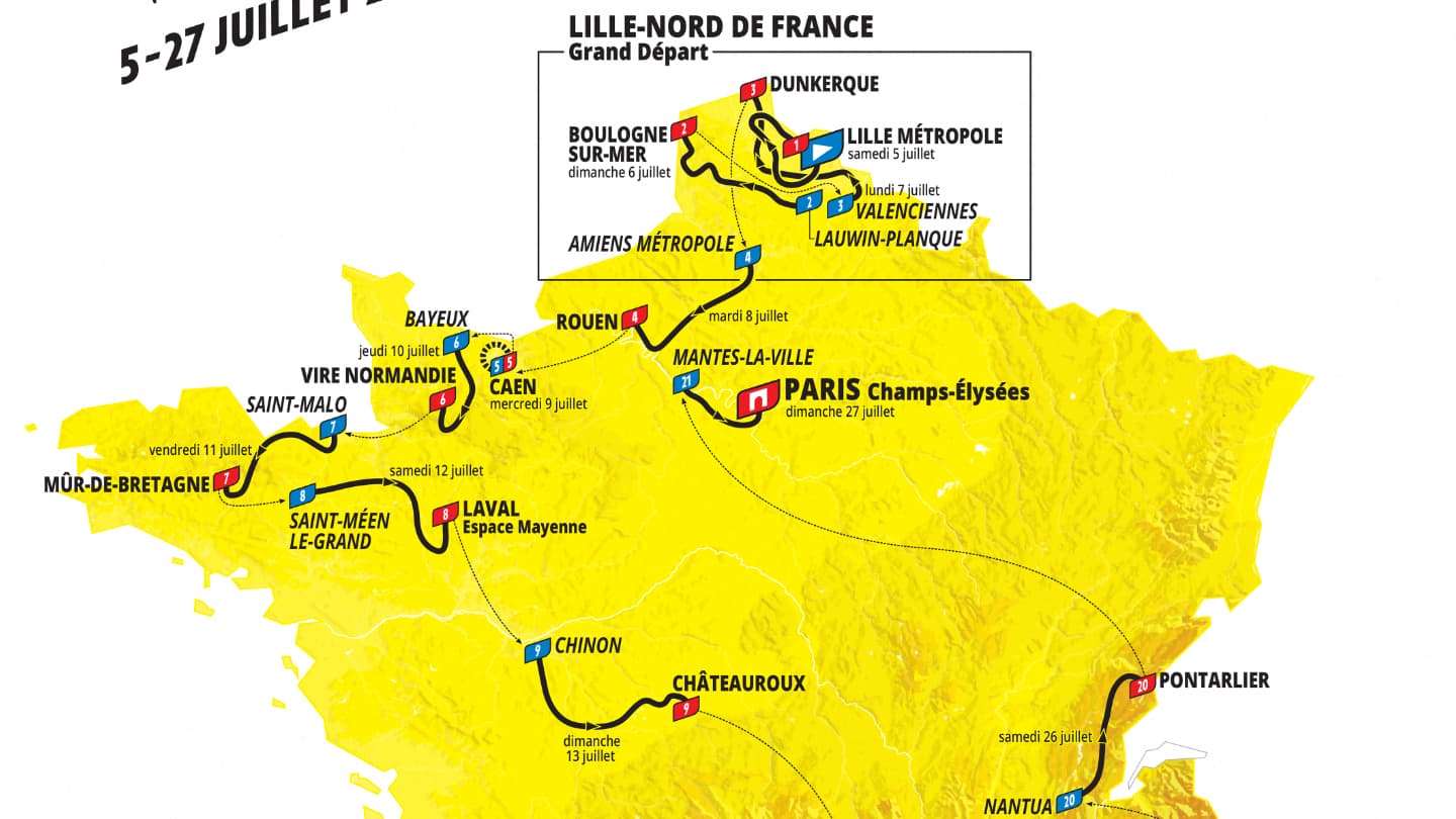 Tour de France 2025: le parcours complet, étape par étape