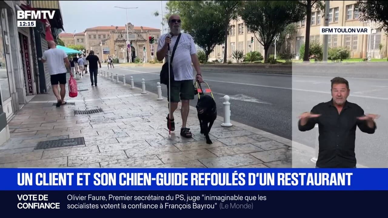 Un homme déficient visuel accompagné de son chien guide refoulés d'un ...