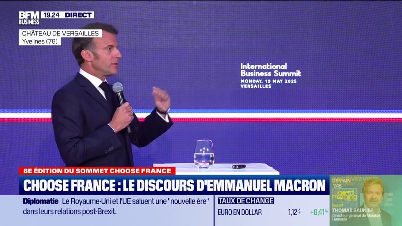 Emmanuel Macron prononce un discours devant le sommet Choose France 2025