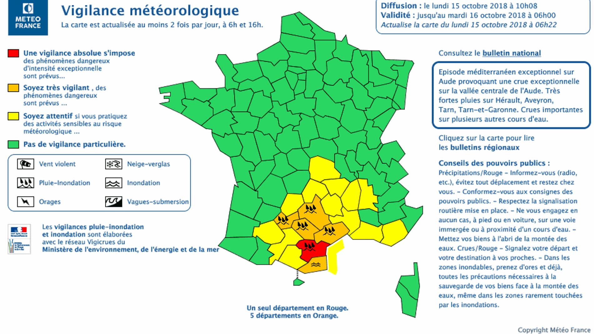Orages et inondations: l'Aude en vigilance rouge