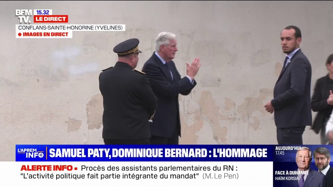 Hommage à Samuel Paty et Dominique Bernard: Michel Barnier arrive à ...