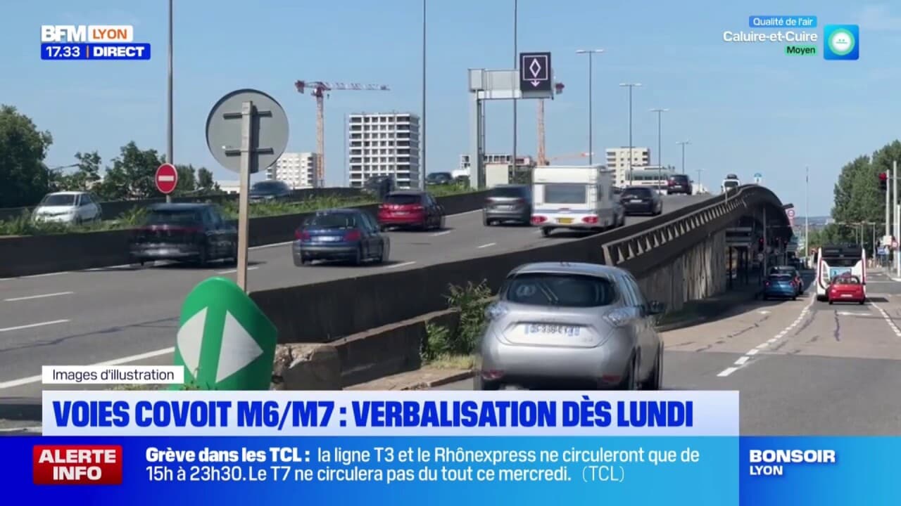 Métropole de Lyon: la verbalisation sur les voies de covoiturage des axes M6-M7 débutera lundi