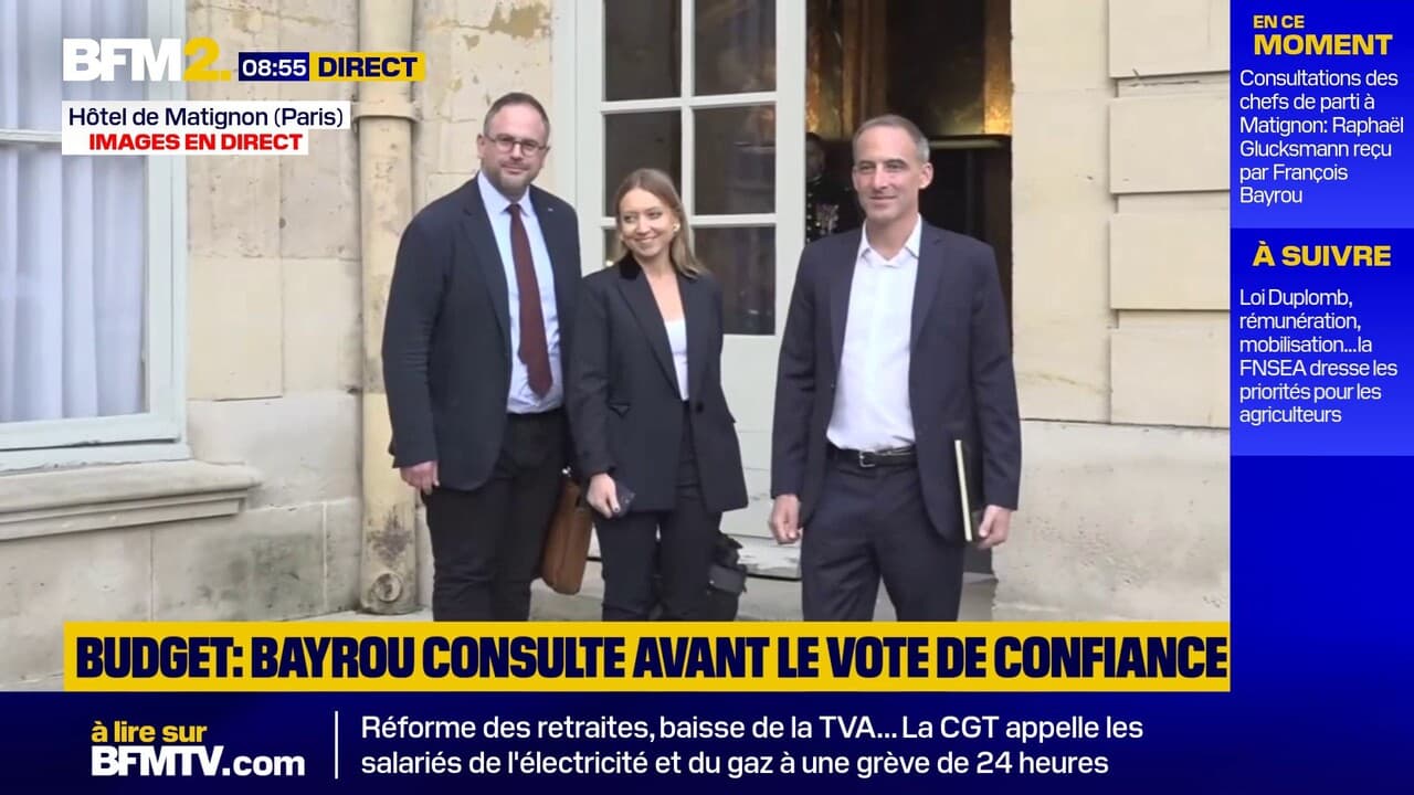 Consultations à Matignon: arrivée de Raphaël Glucksmann, Aurore Lalucq ...