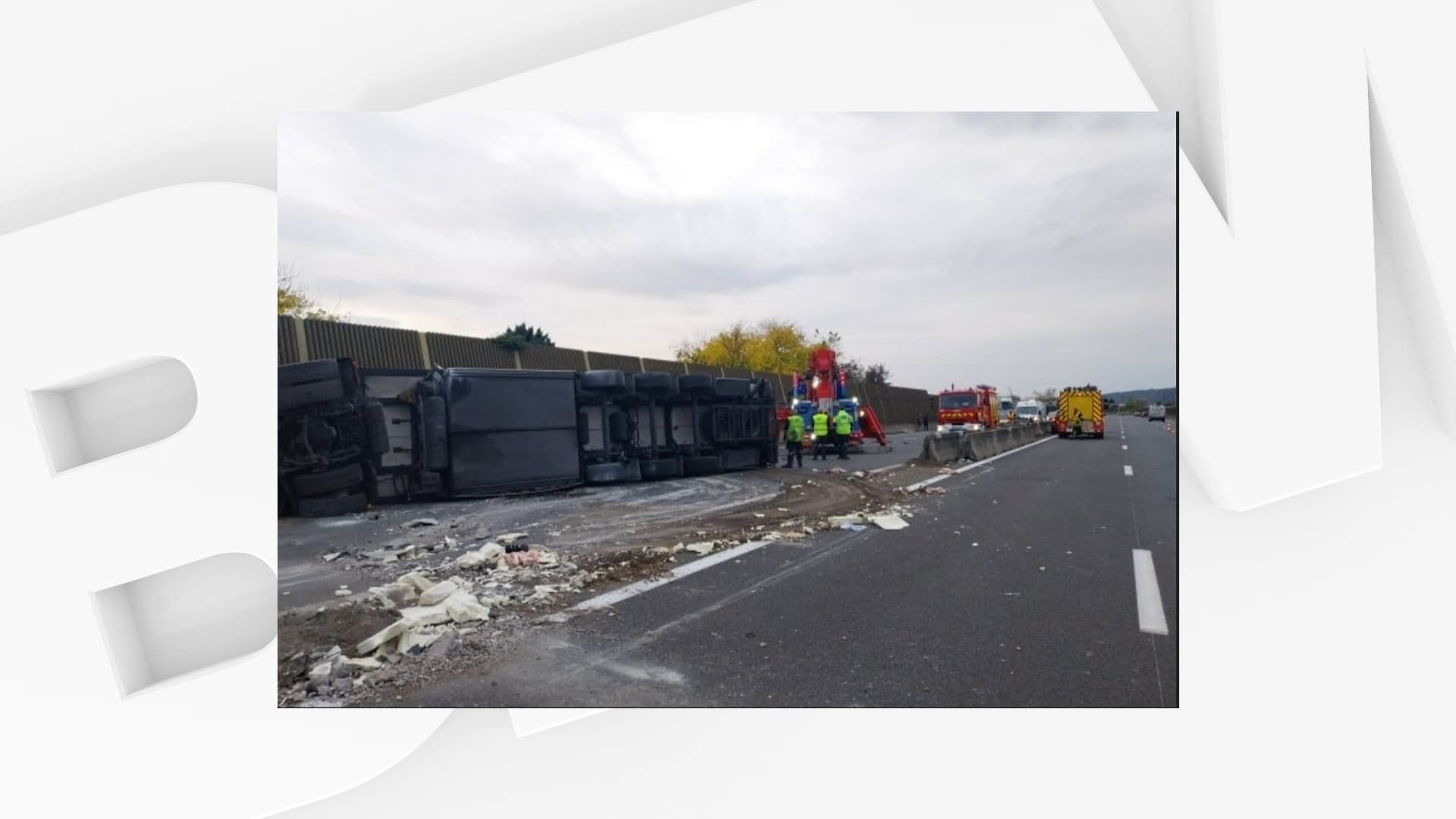 Un poids lourd couché sur les voies sur l'A7 après un accident, la ...
