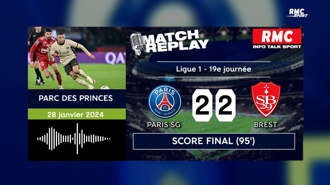 PSG 2-2 Brest : Paris concède le nul au Parc des Princes... le goal replay RMC