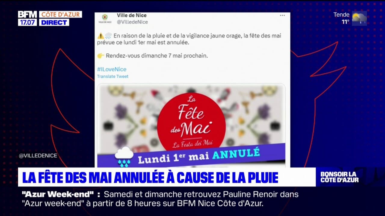 Nice: la fête des Mai annulée à cause de la pluie