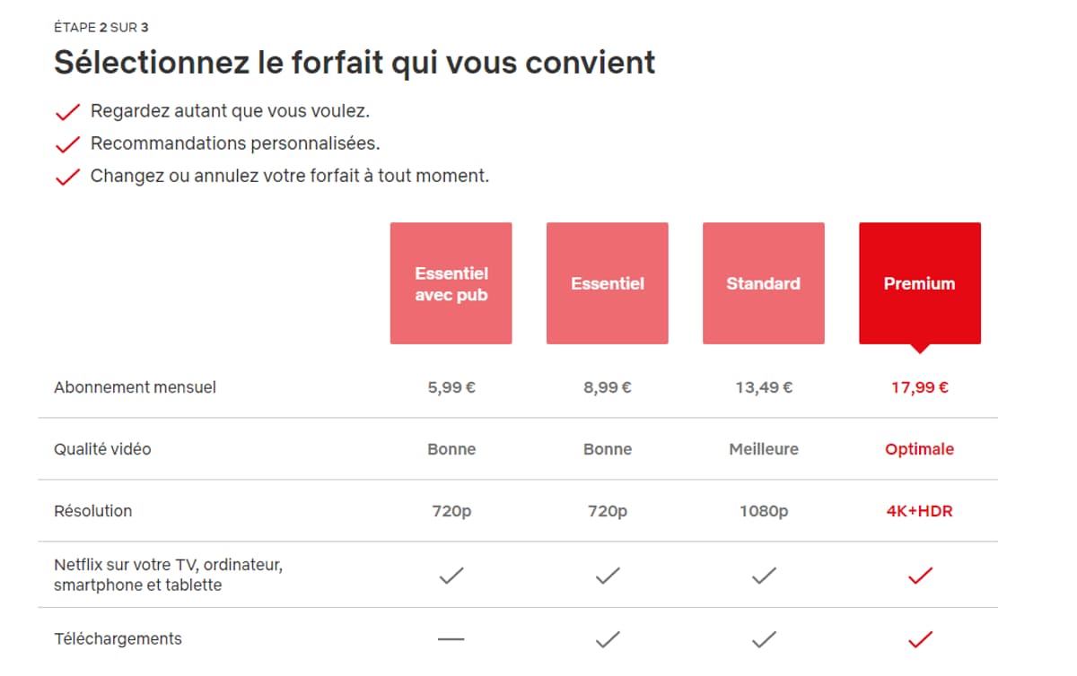 Sur son site, Netflix cache son offre basique au profit de son offre ...