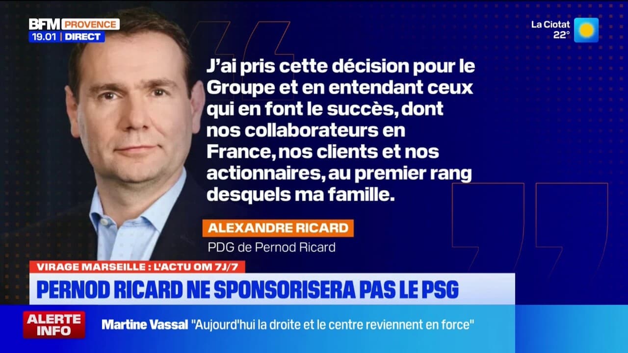 OM: Pernod Ricard ne sponsorisera pas le PSG