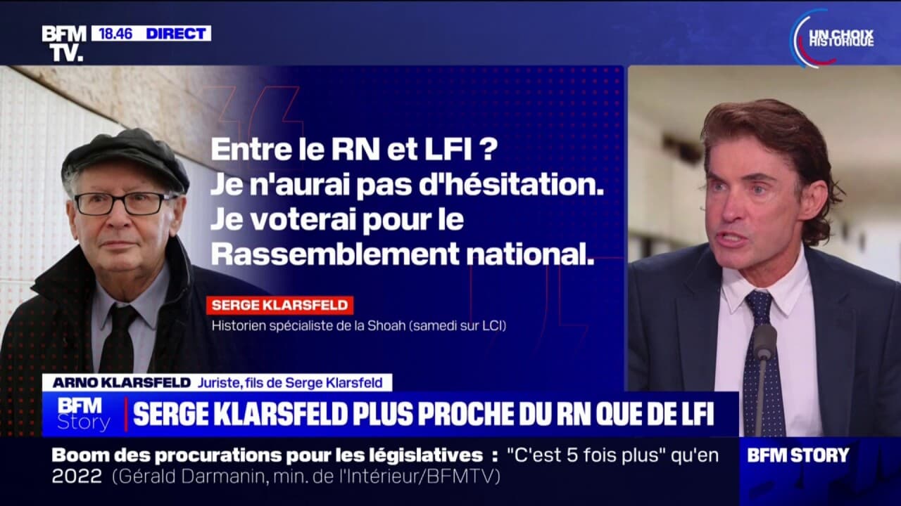 Arno Klarsfeld affirme qu'il ferait comme son père et voterait RN face ...
